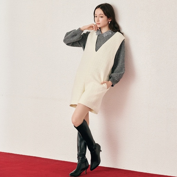 オーディア ミューズ（Audie a Muses）/ハーフレングスツイードサロペット