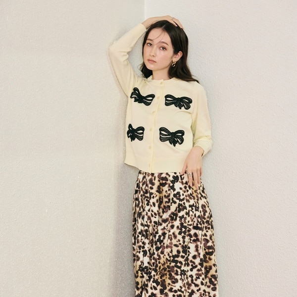 オーディア ミューズ（Audie a Muses）/フラットリボンモチーフ付きカーディガン