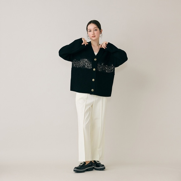 オーディア ミューズ（Audie a Muses）/ウォームストレッチワイドパンツ/White