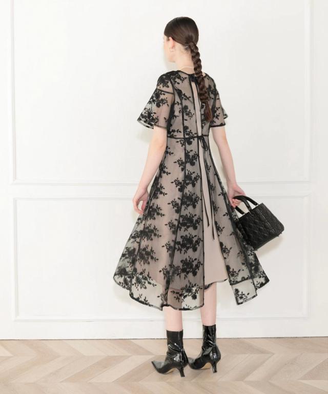 レジャ（Leja）/【LEJA】花柄後ろリボン半袖キャミワンピースセットアップワンピースドレス