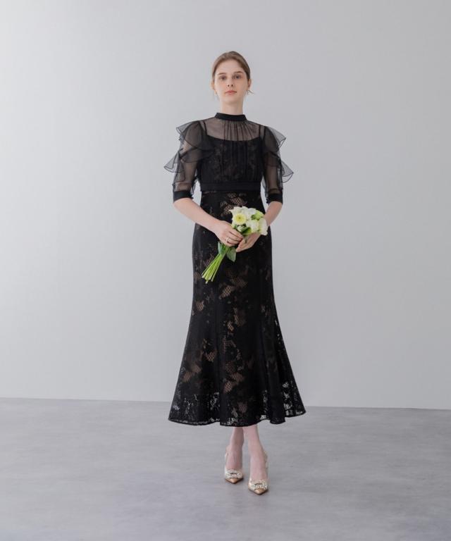 レジャ（Leja）/フリルボレロバックリボン花柄マーメイドロングドレス