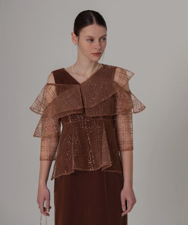 レジャ（Leja）/2WAYフリルチェックスパンコールベロアドレス