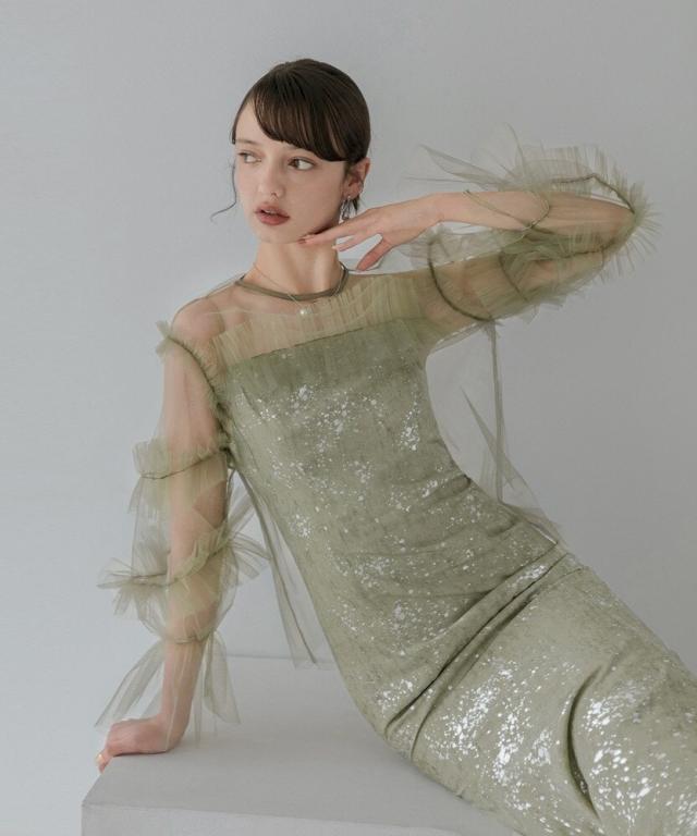 レジャ（Leja）/チュールフリルペイントマーメイドドレス