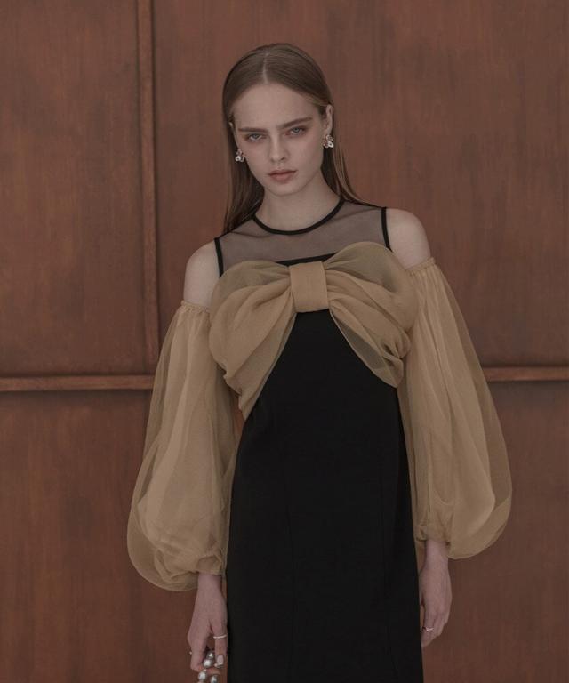 レジャ（Leja）/フロントリボンチュールIラインワンピースドレス