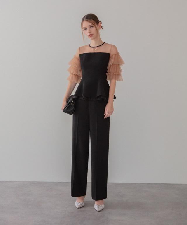 レジャ（Leja）/チュールスリーブペプラムセットアップパンツドレス