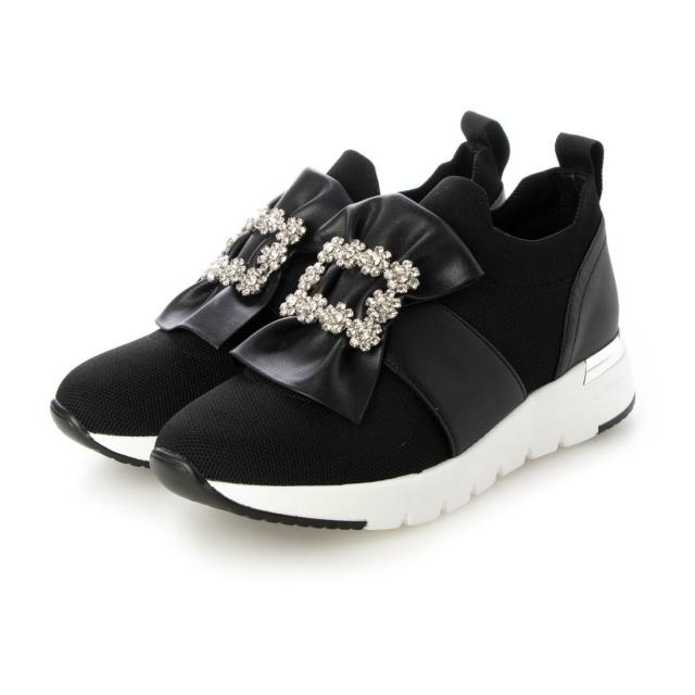 ミソペ（MISOPE）/ ラインストーン付きストレッチニットスニーカー （アイボリー）