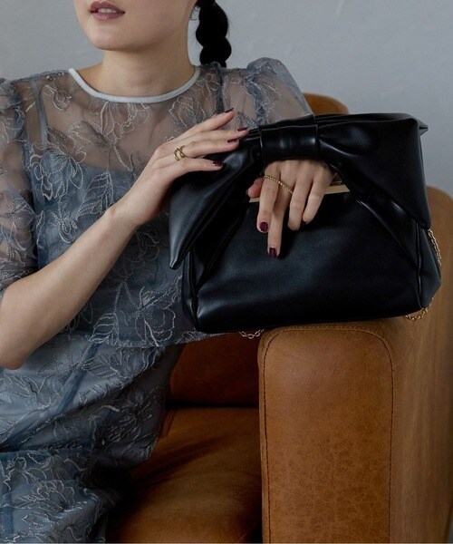 アンドロブ（&Robu．）/ダブルリボンフェイクレザーバッグ