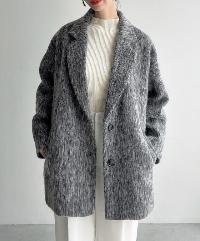 メイル（Meiru）/Meiru　コクーンスリーブシャギージャケットコート