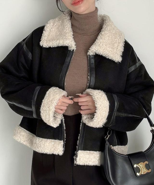 【NEW】メイル（Meiru）/Meiru　ショートフェイクムートンボアブルゾン （薄手）