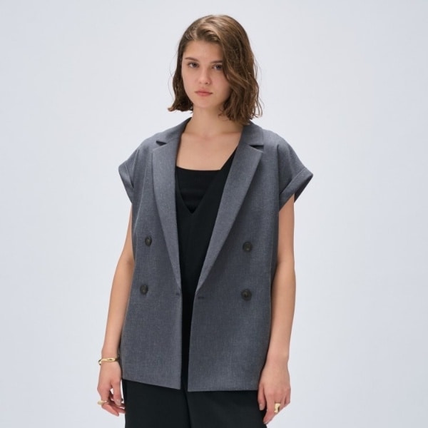 クロエンス（cloenc）/【セットアップ／手洗い可】リネンブレンドテーラードジレ