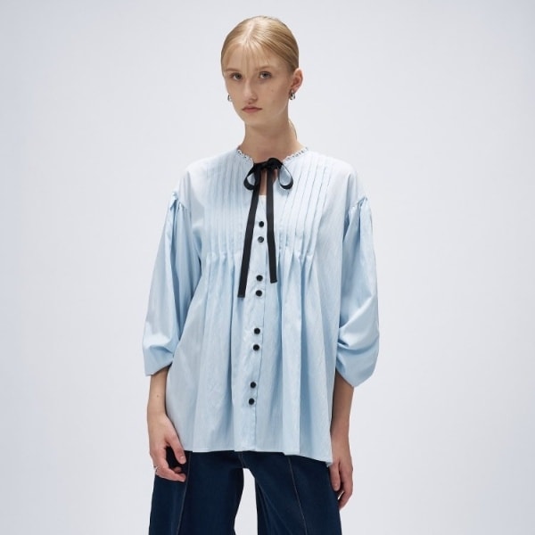 クロエンス（cloenc）/【マシンウォッシュ】リボンピンタックブラウス