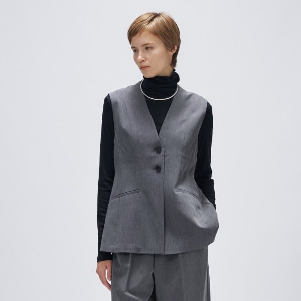 クロエンス（cloenc）/【セットアップ／マシンウォッシュ】ツイルフレアジレ