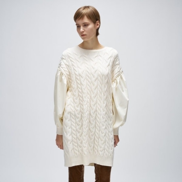クロエンス（cloenc）/ケーブルニット切り替えワンピース