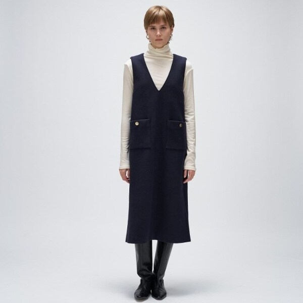 クロエンス（cloenc）/【手洗い可】メルトンジャージVネック ジャンパー スカート