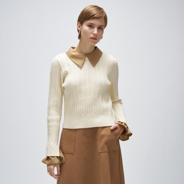 クロエンス（cloenc）/2wayバイカラーミニケーブルニット