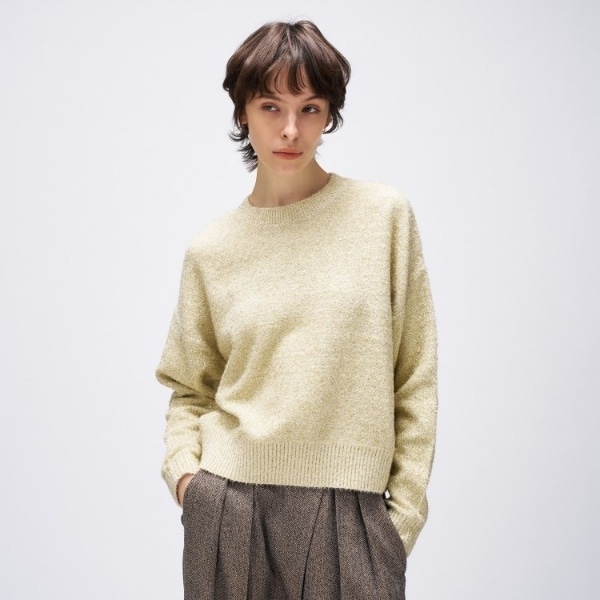 クロエンス（cloenc）/【手洗い可】ラメフェザークルーネックニット