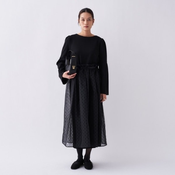 【NEW】クロエンス（cloenc）/【セットアイテム／手洗い可】ドットチュールレイヤードセットワンピース