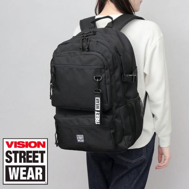 ヴィジョンストリートウエア（VISION STREET WEAR）/フロント2ポケット 大容量 2層式 バックパック サイドメッシュポケット付き A4 B4…