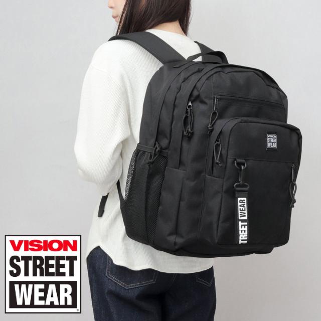 ヴィジョンストリートウエア（VISION STREET WEAR）/大容量 2層式 スクエアバックパック サイドメッシュポット付き A4 B4収納対応
