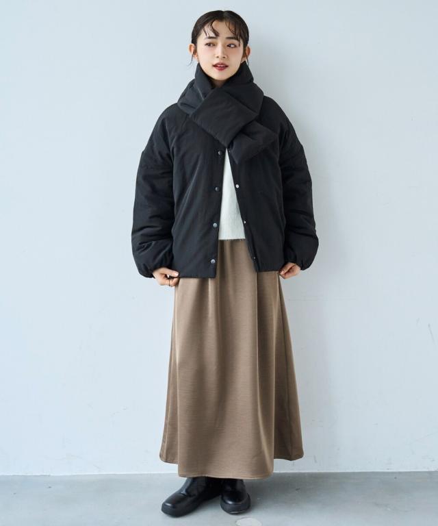 【NEW】ミル（mil）/【mil (ミル)】マフラー付き ノーカラー 中綿ジャケット