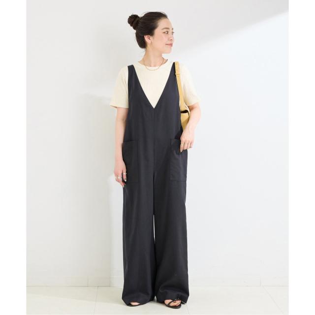 ベーセーストック（B．C STOCK）/《2点セット》手洗い可 / ウォッシャブル / インナー付き深Vサロペット