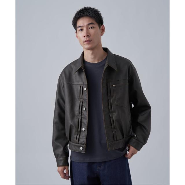 ベーセーストック（B．C STOCK）/フェード加工 フェイクレザー トラッカージャケット