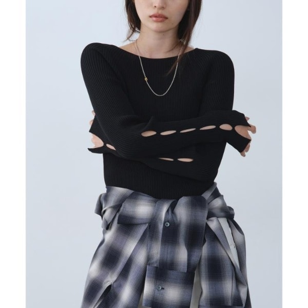 コードエー（CODE A）/hole sleeve knit