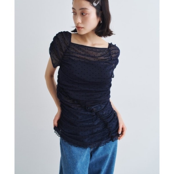 コードエー（CODE A）/tulle dot mini dress