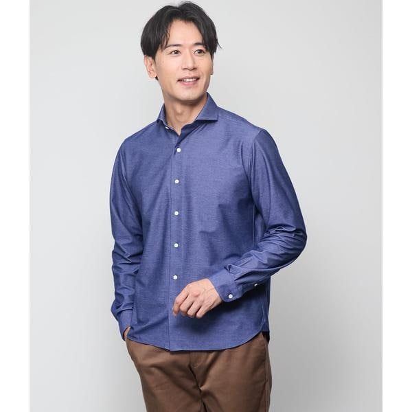 ニューヨーカー（NEWYORKER）/Jカミーチェ ソロニットデニム 長袖カッタウェイカラーシャツ