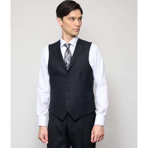 ニューヨーカー（NEWYORKER）/HERITAGE CLOTH 無地 サキソニー 襟付きオッドベスト(セットアップ対応)