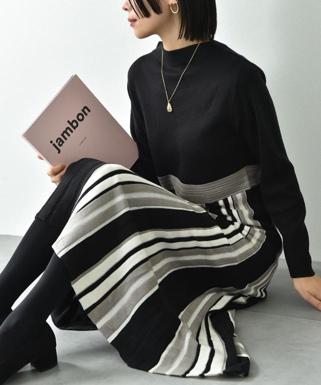 インタープラネット（INTERPLANET）/サイドストライプニットワンピース