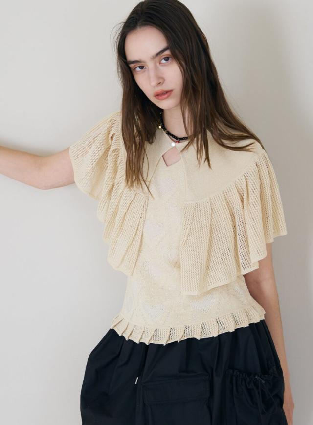 コエル（COEL）/ケープ付きハート柄ニット