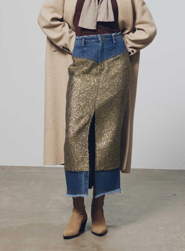 コエル（COEL）/ラメツイードドッキングスカート