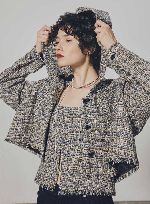 コエル（COEL）/ツイードフードブルゾン