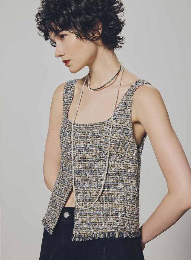 コエル（COEL）/ツイードフロントスリットビスチェ