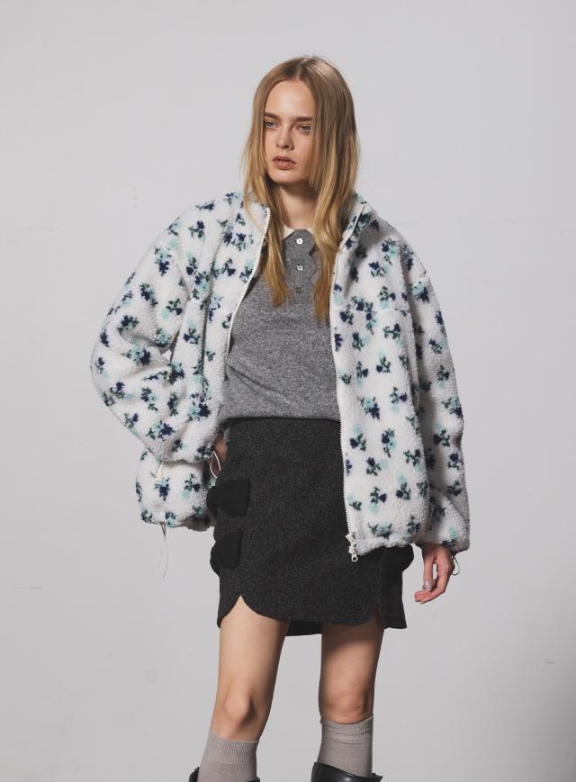 コエル（COEL）/フラワーボアジップブルゾン