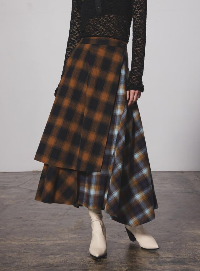 コエル（COEL）/パネルチェックラップスカート