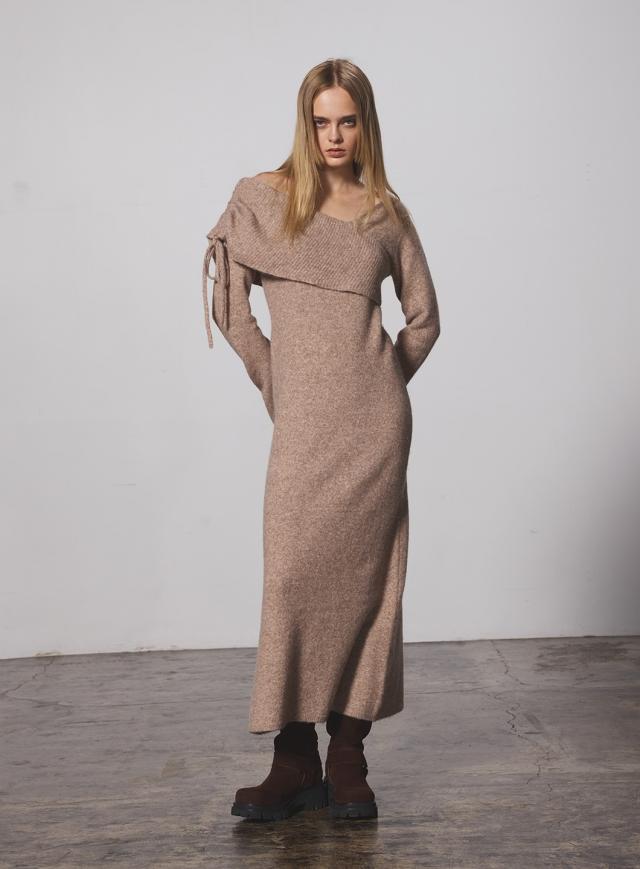 コエル（COEL）/アシメショルダーラメニットワンピース