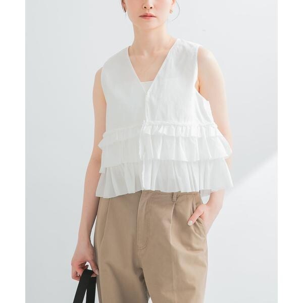 アーバンリサーチ（URBAN RESEARCH）/ノースリーブフリルブラウス