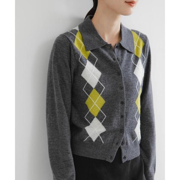 アーバンリサーチ（URBAN RESEARCH）/アーガイルシャツカラーカーディガン