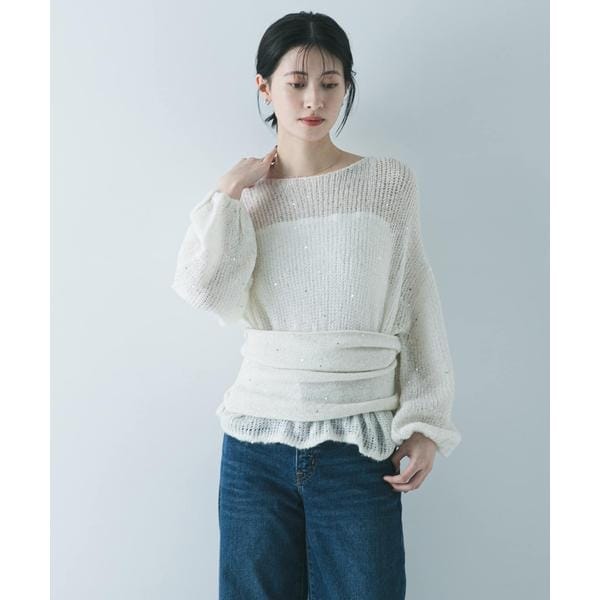 アーバンリサーチ（URBAN RESEARCH）/スパンコールモヘヤルーズニット