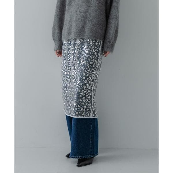 【NEW】アーバンリサーチ（URBAN RESEARCH）/スパンコールチュールレイヤードスカート