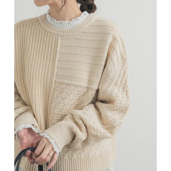 【NEW】アーバンリサーチ ドアーズ（URBAN RESEARCH DOORS）/パッチワーク柄袖ボリュームニット