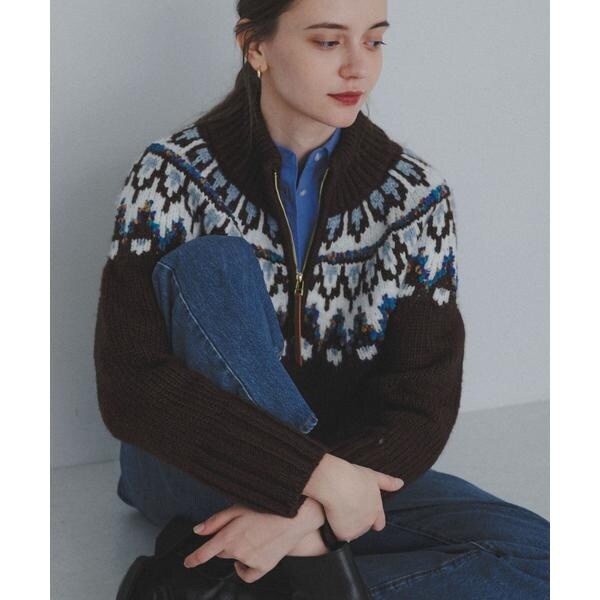 【NEW】アーバンリサーチ サニーレーベル（URBAN RESEARCH SonnyLabel）/ハーフZIP求心ノルディック柄ニット