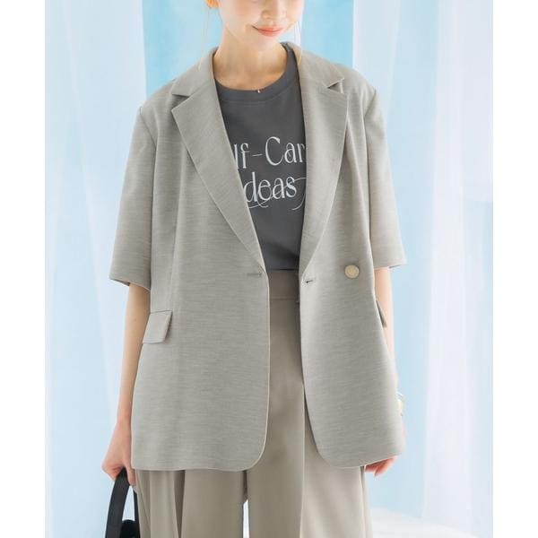 アーバンリサーチ ロッソ（URBAN RESEARCH ROSSO）/リネンライクハーフスリーブジャケット