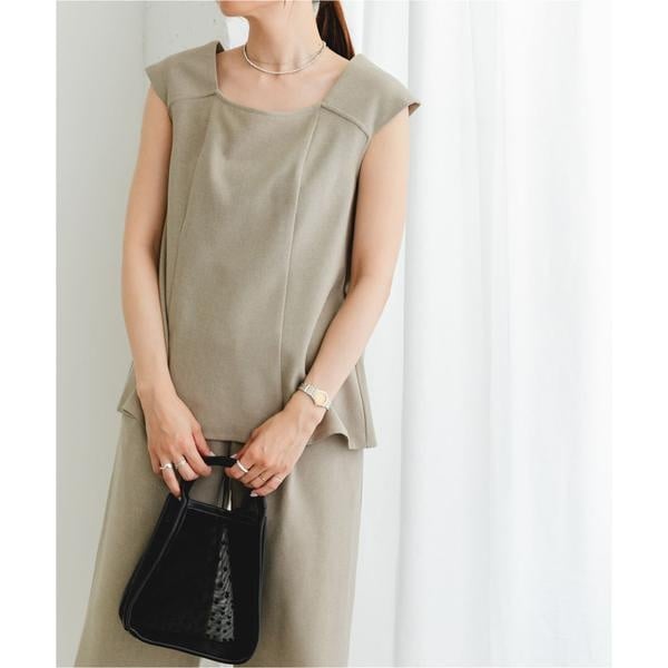 アーバンリサーチ ロッソ（URBAN RESEARCH ROSSO）/『UR TECH DRYLUXE』F by ROSSO　フレンチブラウス+ワイドパンツ