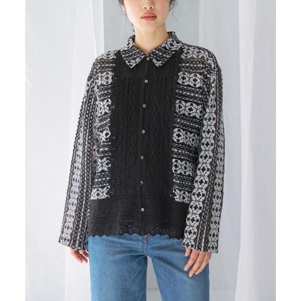 アーバンリサーチ ロッソ（URBAN RESEARCH ROSSO）/sara mallika　COTTON BORDER LACE TOP