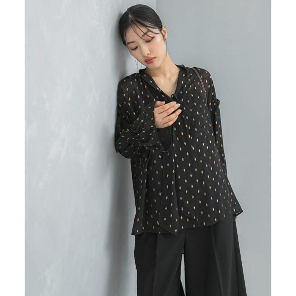 アーバンリサーチ ロッソ（URBAN RESEARCH ROSSO）/ラメシアーギャザーボリュームブラウス