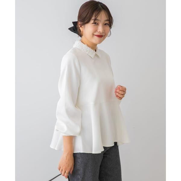 アーバンリサーチ ロッソ（URBAN RESEARCH ROSSO）/F by ROSSO　レースカラーペプラムブラウス