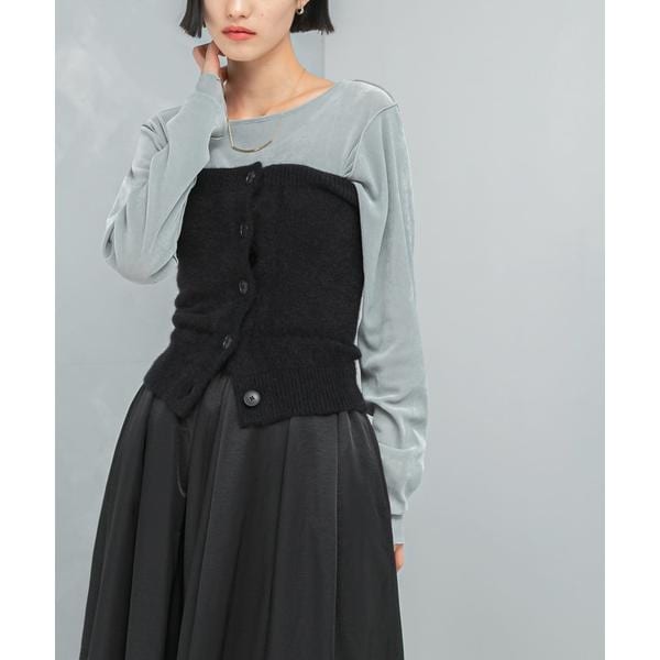 アーバンリサーチ ロッソ（URBAN RESEARCH ROSSO）/エアリーニットボタンデザインビスチェ